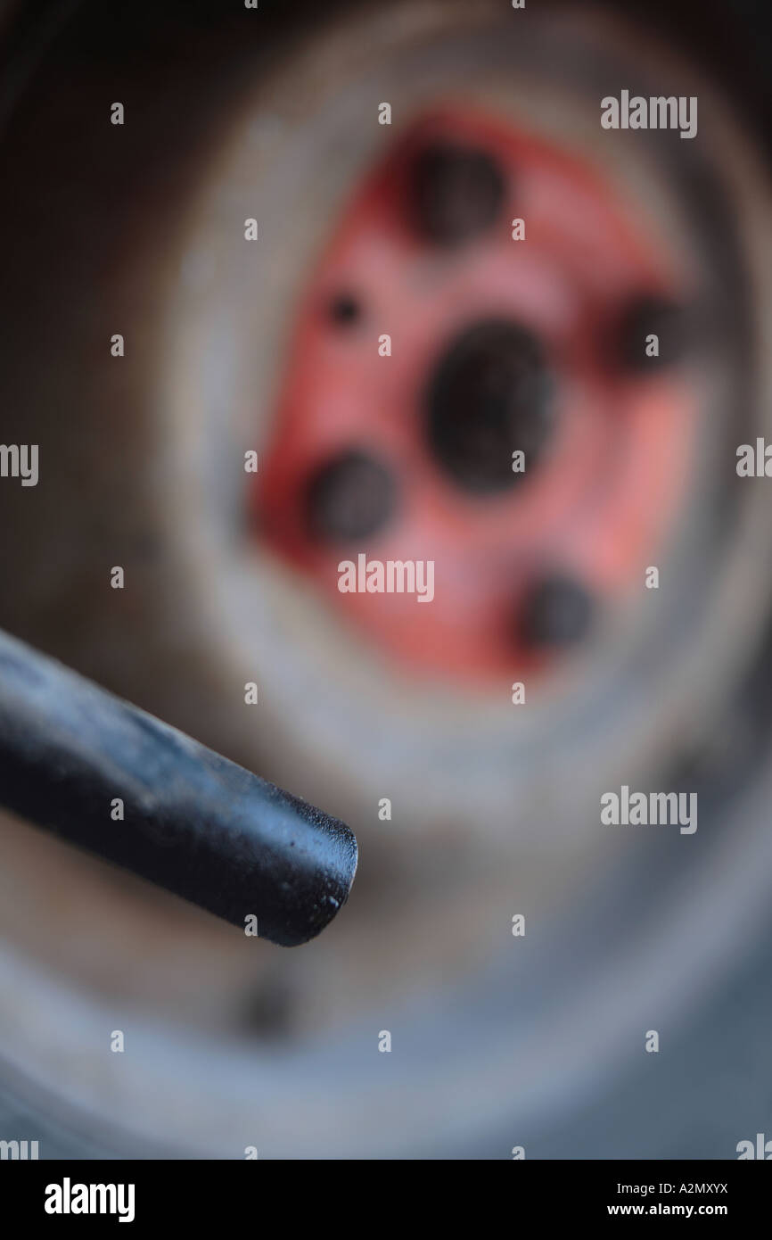 scooter exhaust pipe in front of rear wheel Stock Photo - Alamy