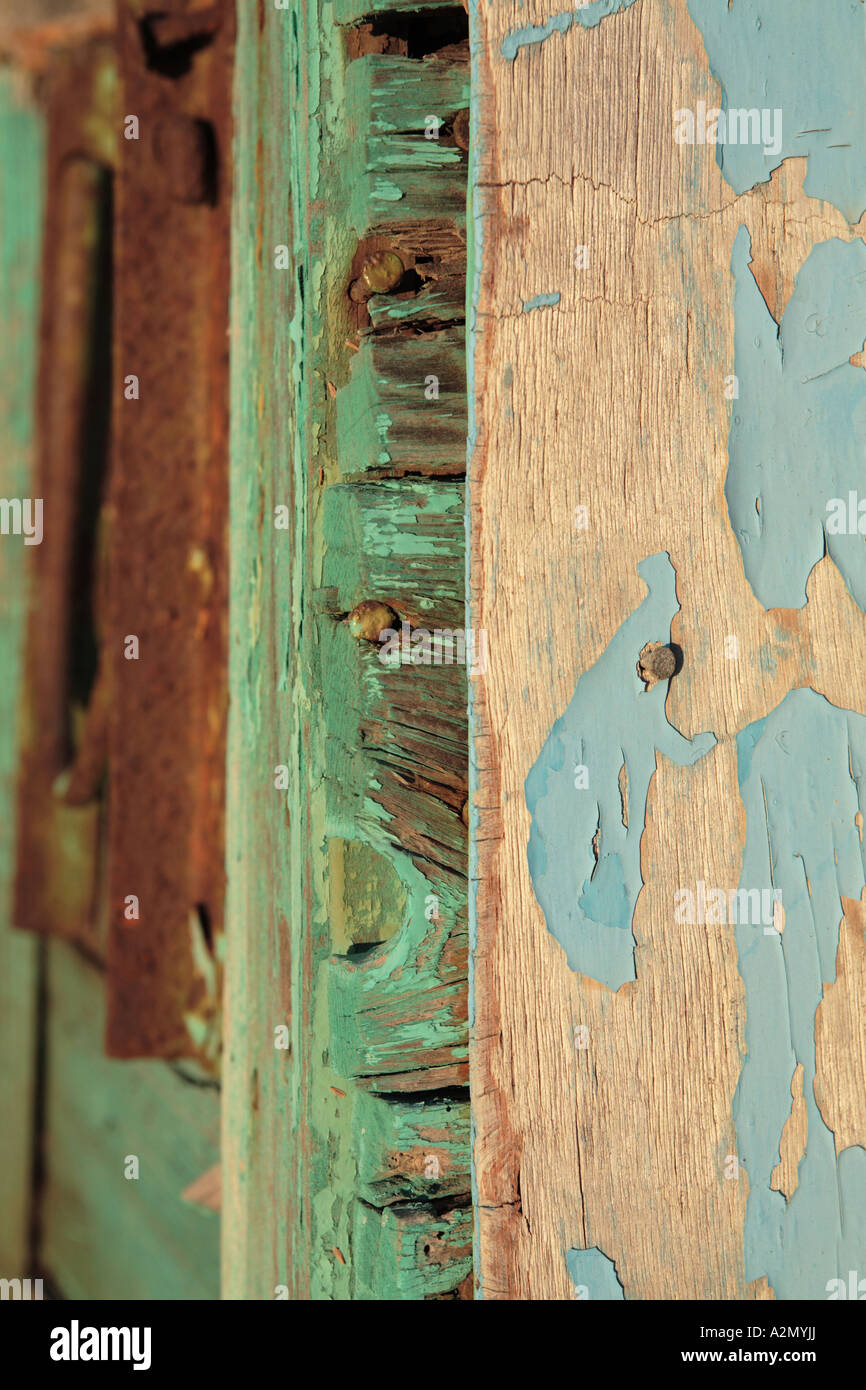 worn painted timber layers Stock Photo - Alamy