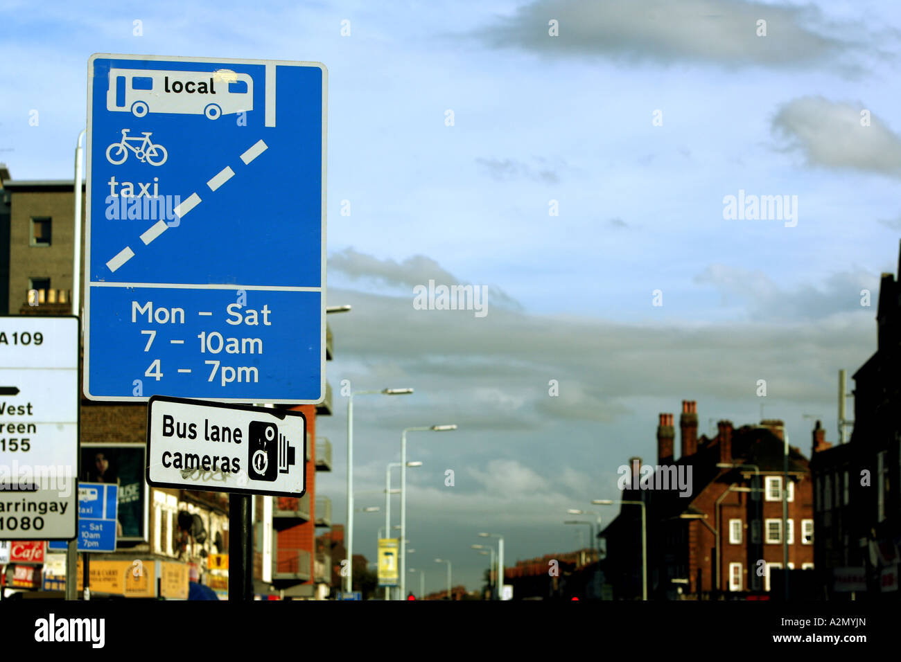 Bus lane camera road sign hi-res stock photography and images - Alamy
