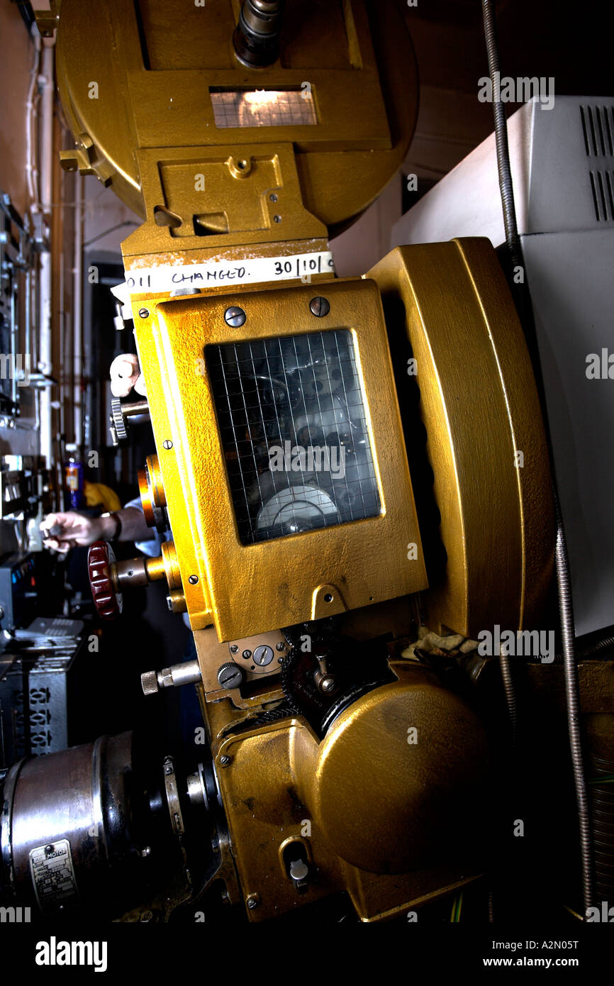 Royalty Cinema inside projection room & projectionist & projector Stock ...