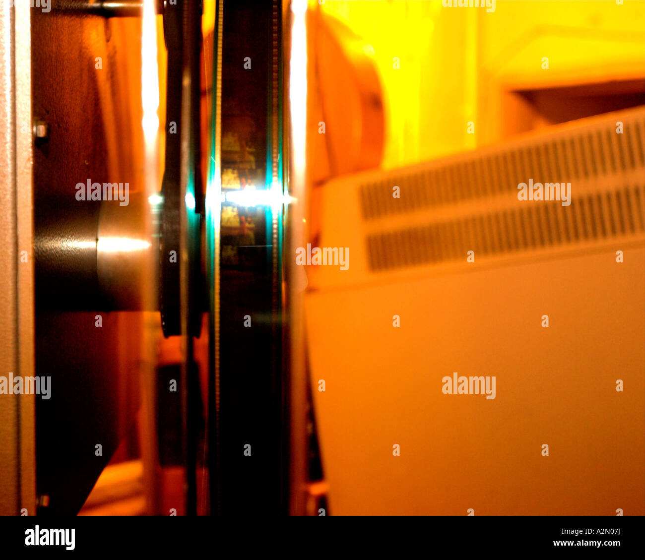 Royalty Cinema inside projection room & projectionist & projector Stock ...