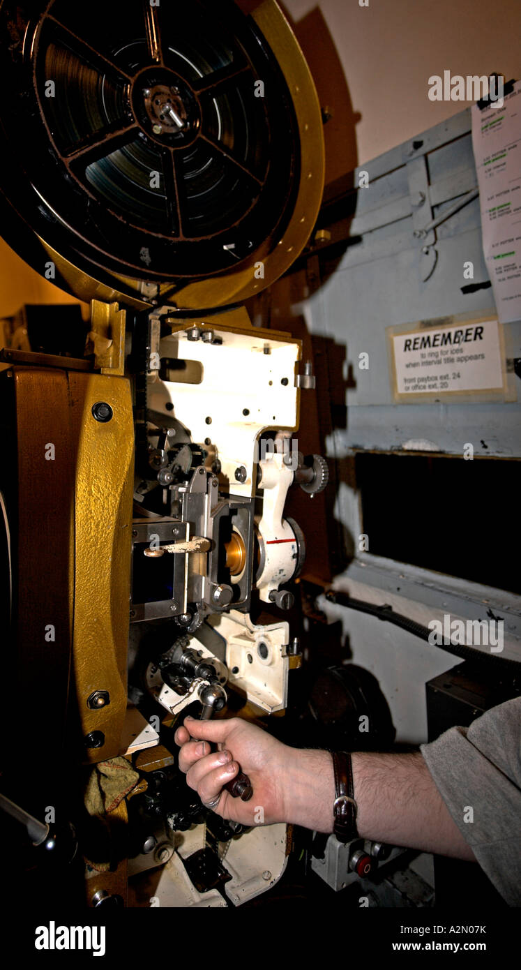 Royalty Cinema inside projection room & projectionist & projector Stock ...
