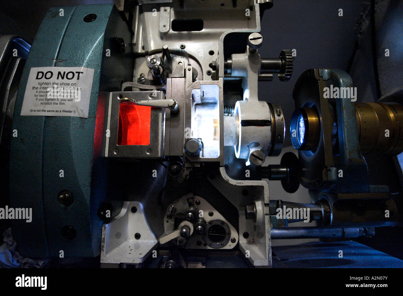 Royalty Cinema inside projection room & projectionist & projector Stock ...