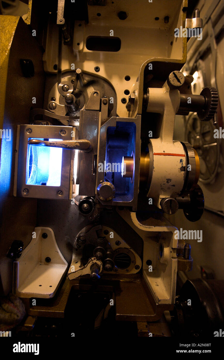 Royalty Cinema inside projection room & projectionist & projector Stock ...
