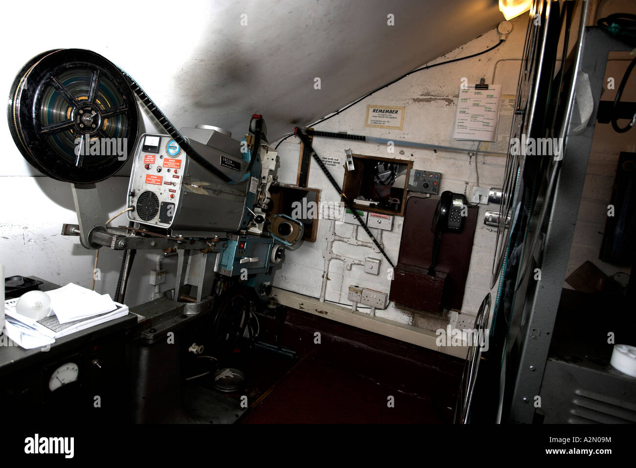 Royalty Cinema inside projection room & projectionist & projector Stock ...