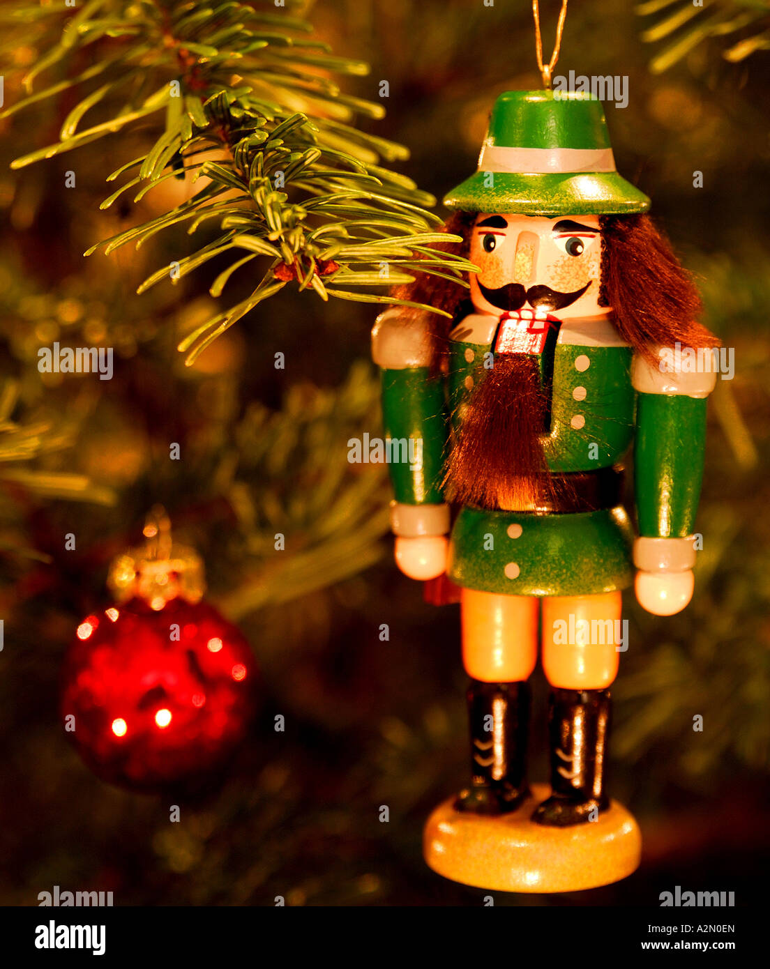 Nutcracker on Christmas tree Stock Photo - Alamy