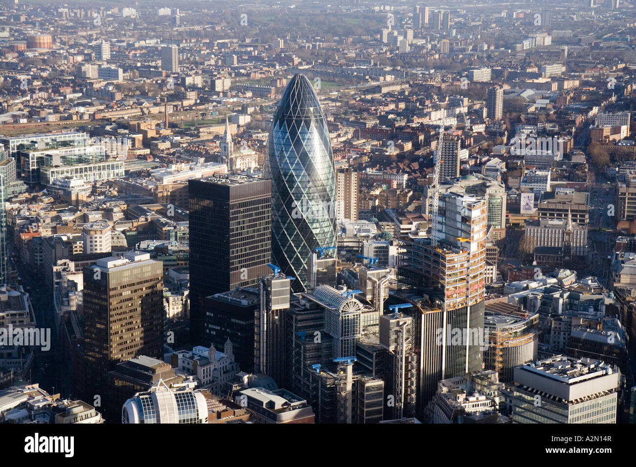 The Gherkin building dominates the skyline of the City of London the ...