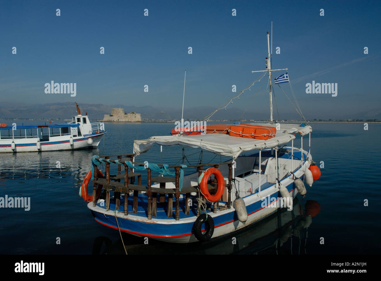 Boats in harbour of Nafplio, Bay of Argos, Greece Stock Photo - Alamy