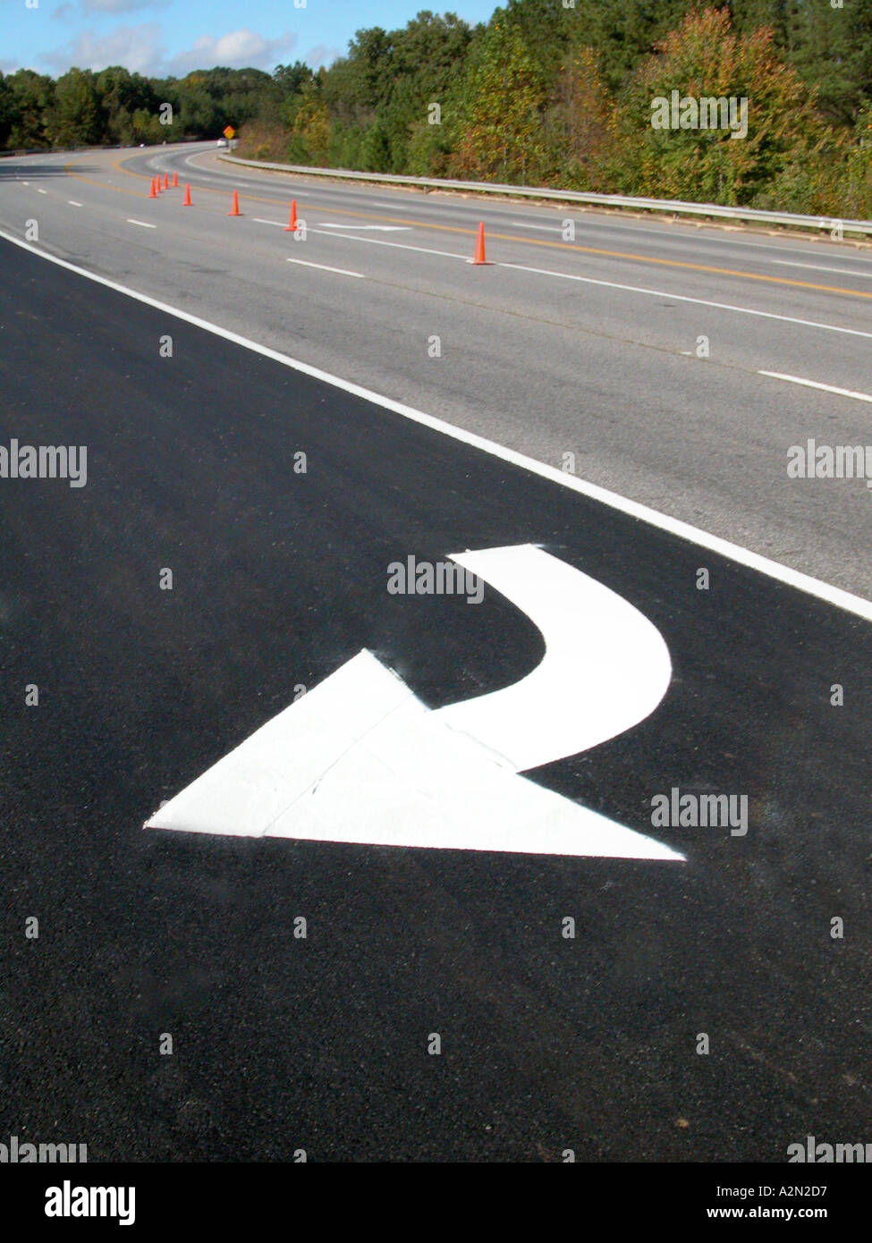 Turn Arrow in Street for going right way off main roadway and is real ...