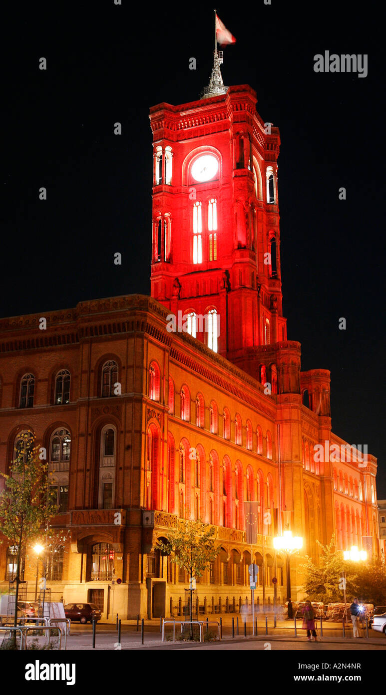 Town hall lit up at night, Berlin, Germany Stock Photo - Alamy
