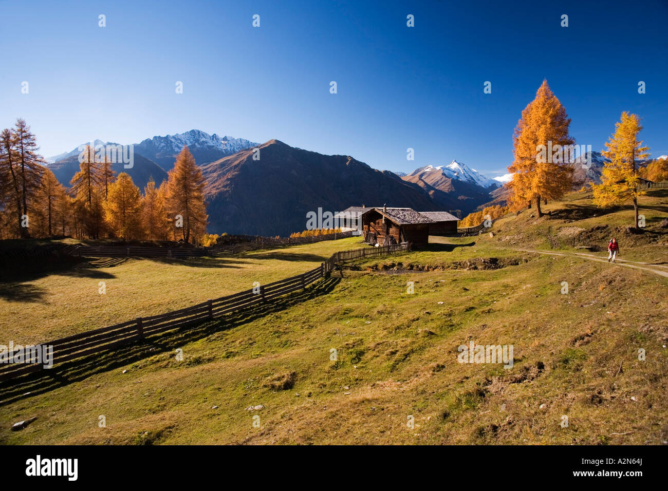 Log cabin on mountain, Grossglockner, Austria Stock Photo - Alamy