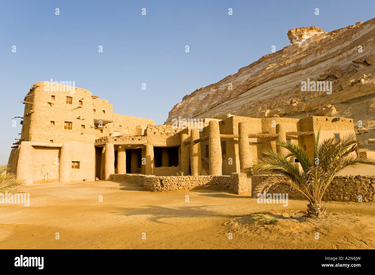 Facade of old ruins of resort, Adrere Amellal, Siwa Oasis, Libyan ...