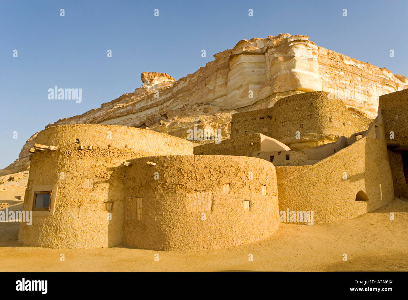 Facade of old ruins of resort, Adrere Amellal, Siwa Oasis, Libyan ...