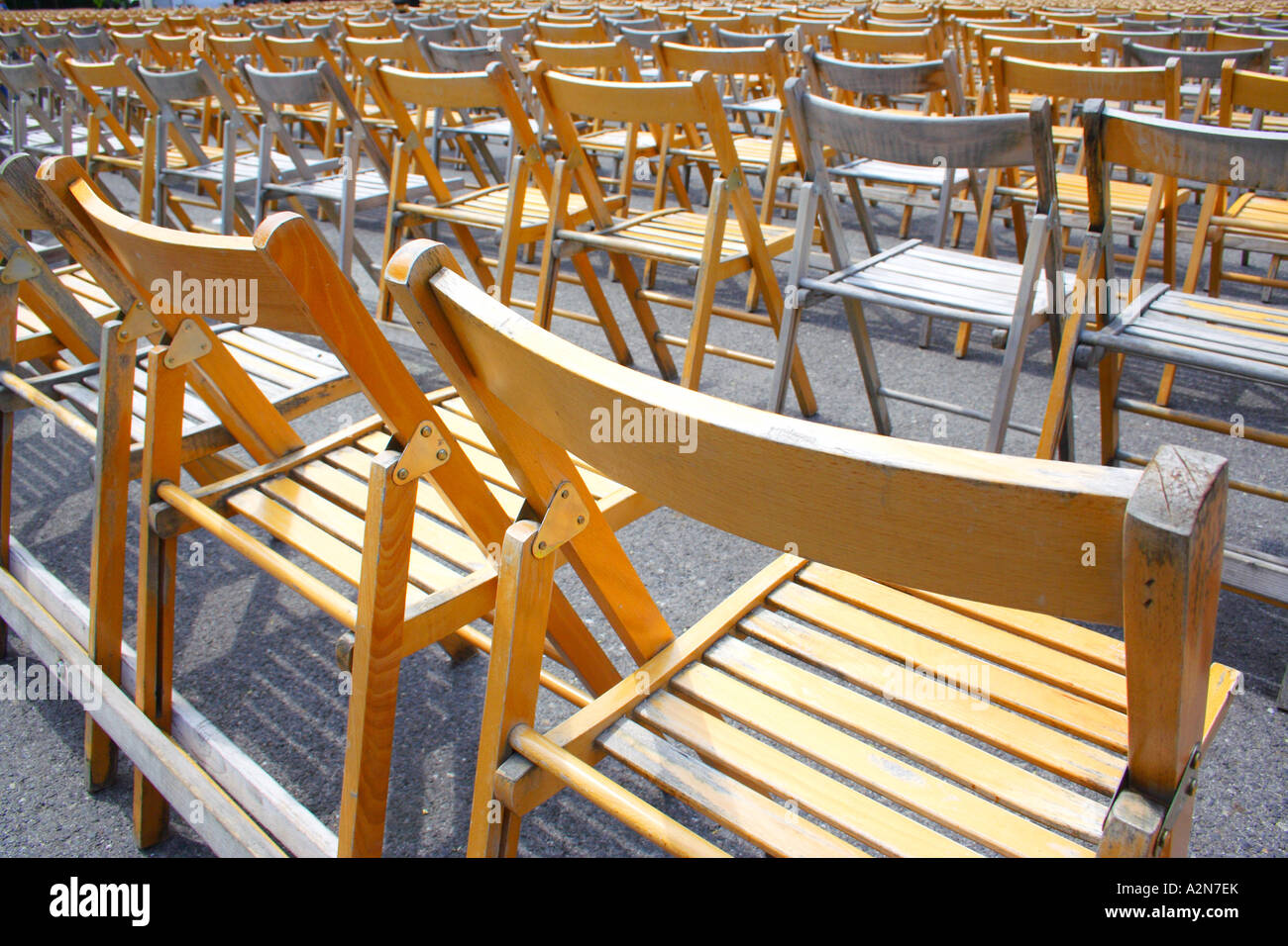 Rear view of empty chairs in rows Stock Photo - Alamy