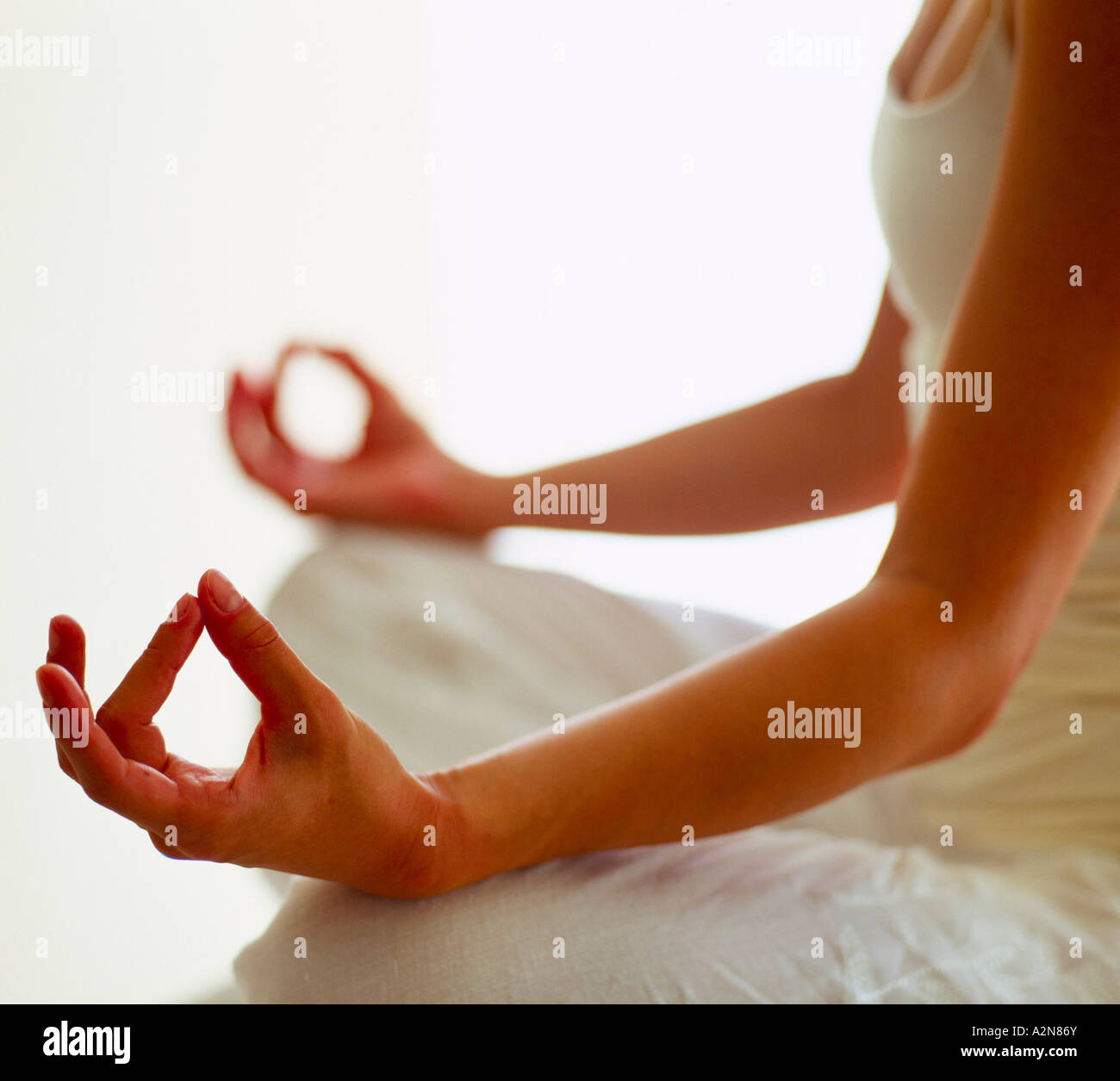Woman in yoga position, mid section Stock Photo - Alamy