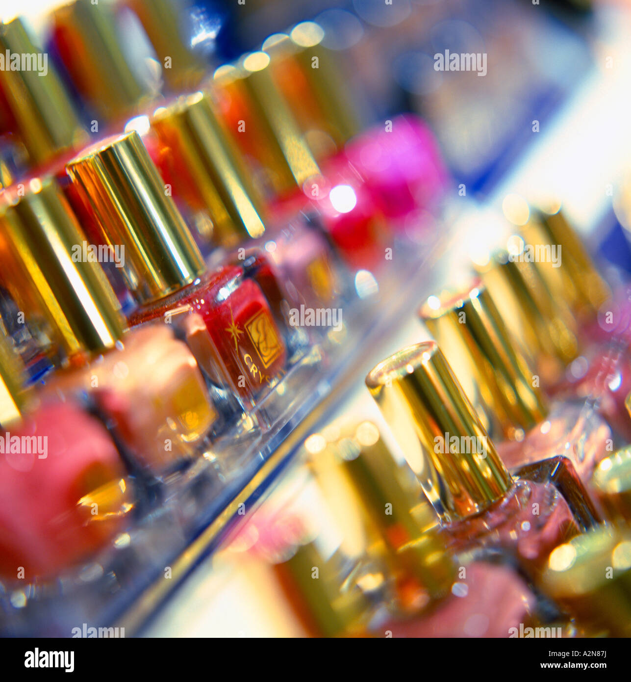 Close-up of nail polish in rows Stock Photo - Alamy