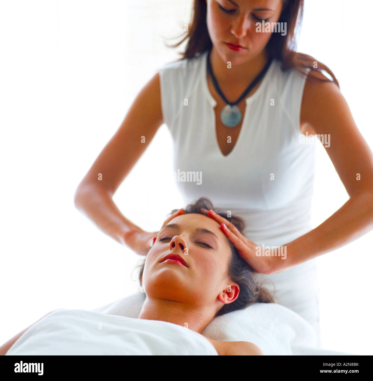 Woman towel head from behind hi-res stock photography and images - Alamy