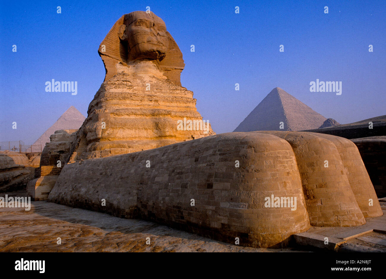 Egyptian pyramid in desert, The Sphinx, Giza, Cairo, Egypt Stock Photo ...