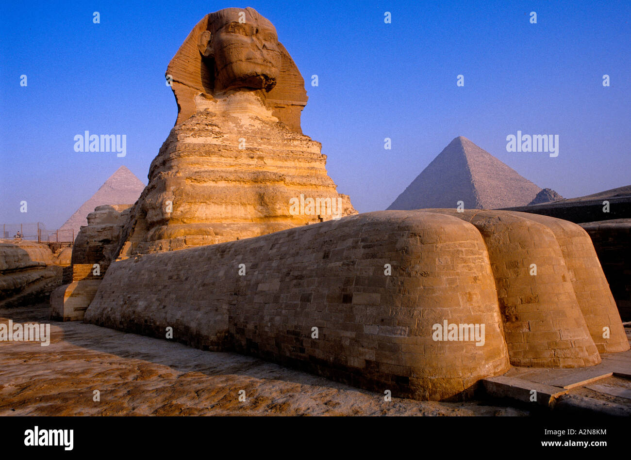 Egyptian pyramid in desert, The Sphinx, Giza, Cairo, Egypt Stock Photo ...