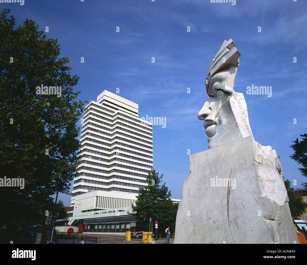 Monument sculpture in front of city hall, Kaiserslautern Town Hall ...