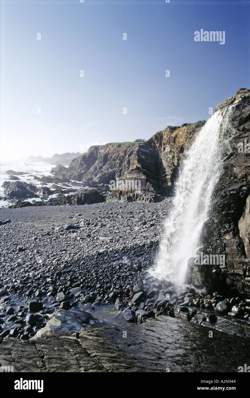 California coastal waterfall Stock Photo - Alamy
