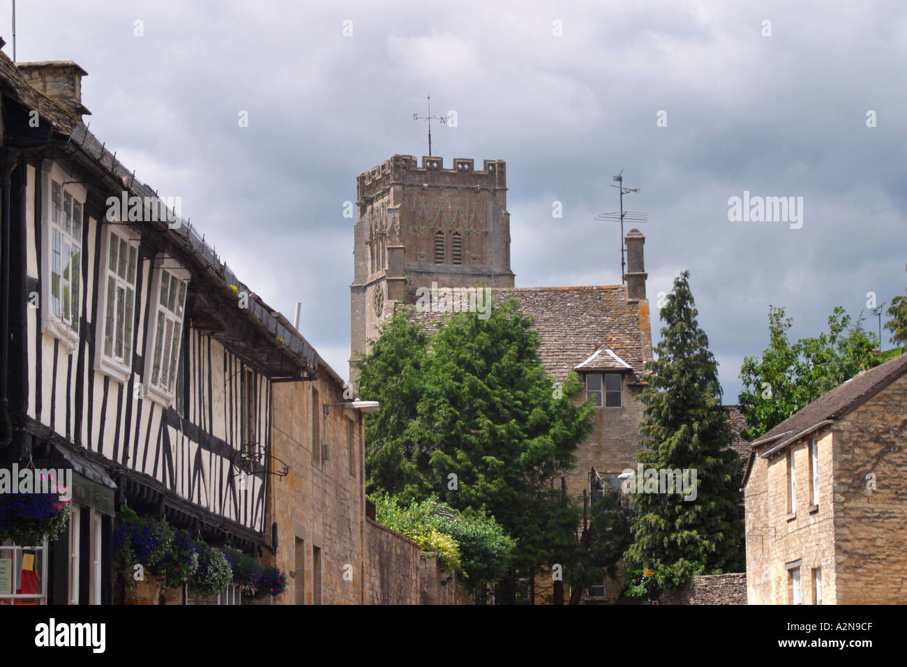 Cotswold town street scene, Northleach, Gloucestershire, Cotswolds ...
