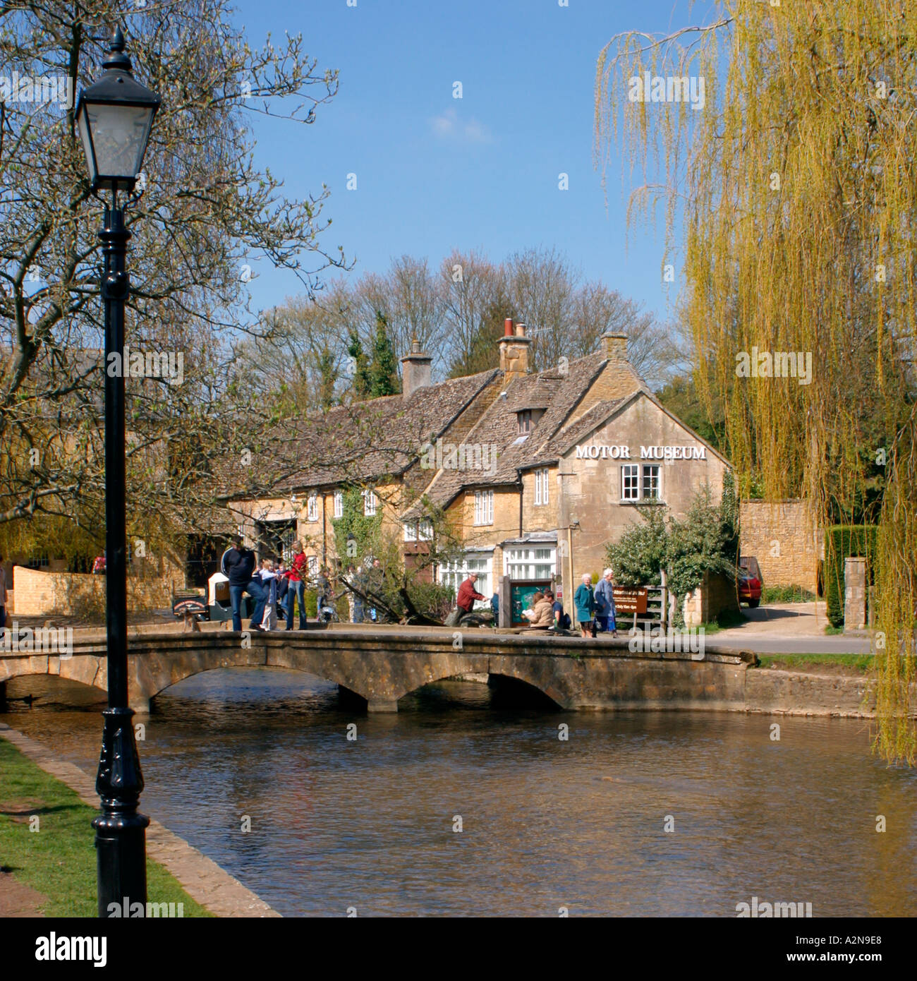 River Windrush, spring sunshine, Bourton on the Water, Gloucestershire ...