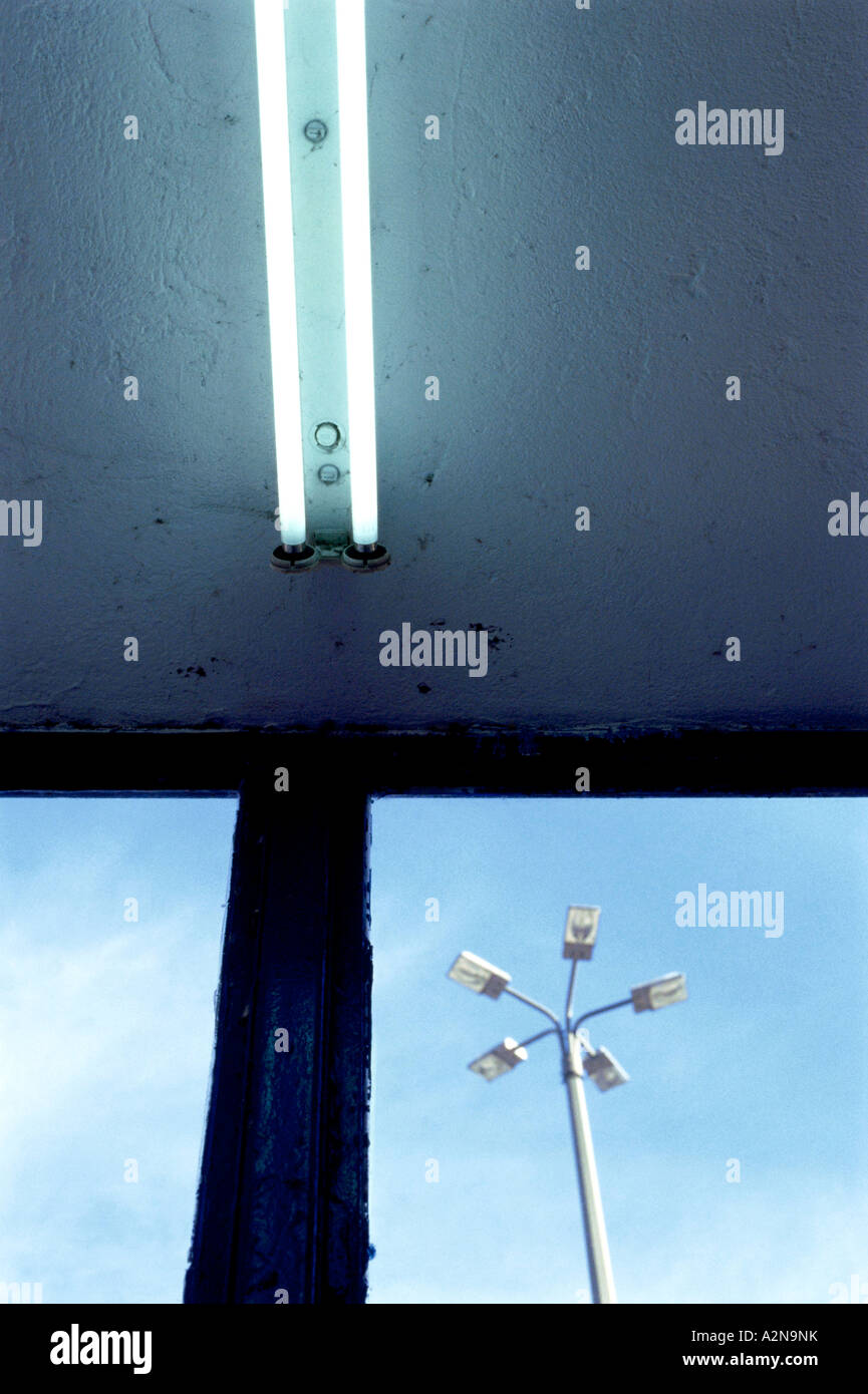 Low angle view of fluorescent light Stock Photo - Alamy