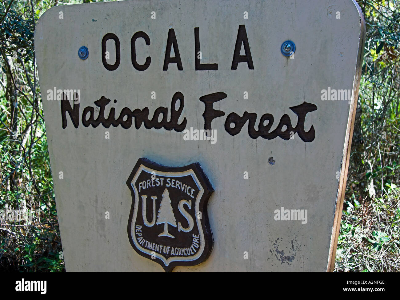 Ocala National Forest, National Park Service sign, Central Florida, USA ...