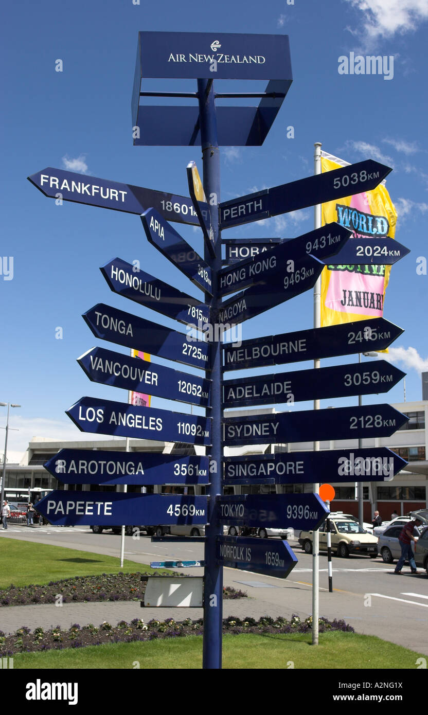 Sign post pointing to various corners and destinations around the world ...
