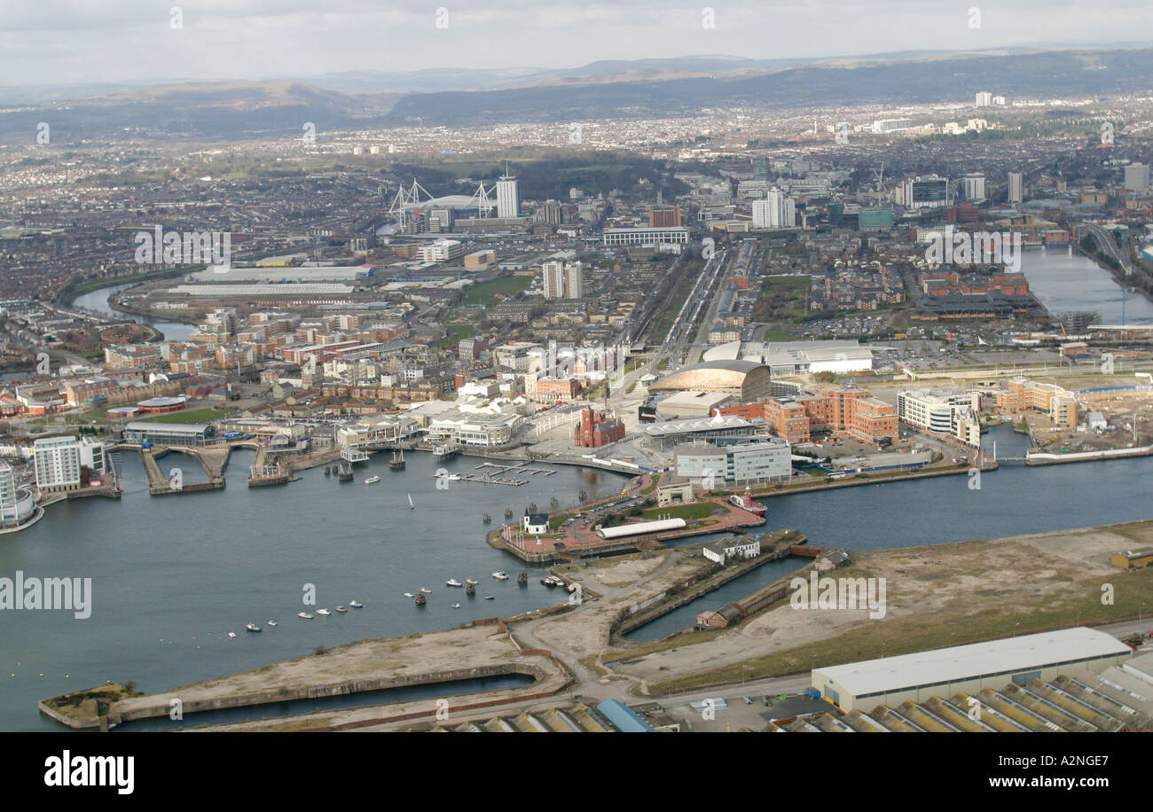 Aerial Cardiff and Cardiff Bay South Wales Stock Photo - Alamy