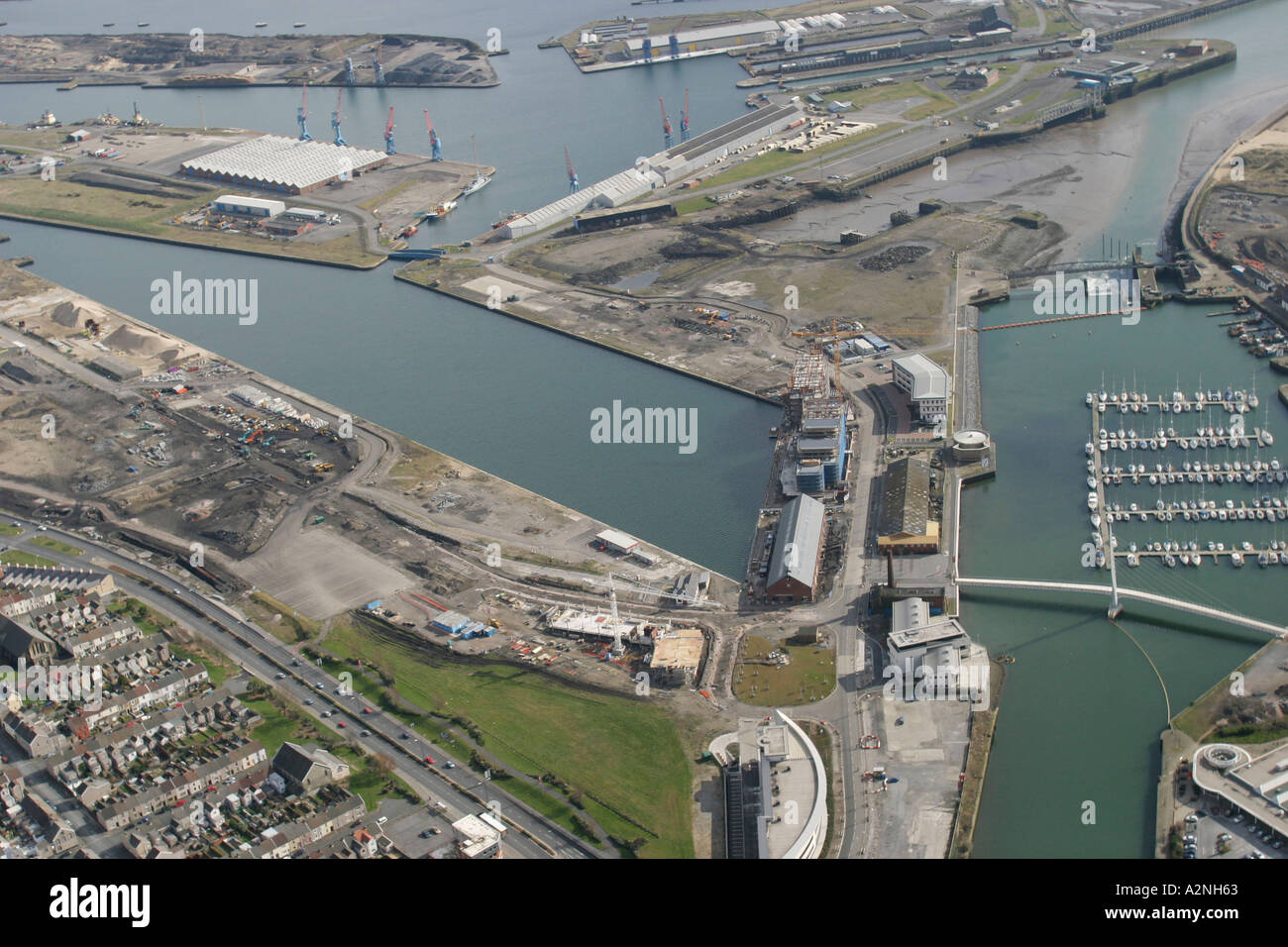 Aerial Swansea Docks and SA1 Area South Wales Stock Photo - Alamy