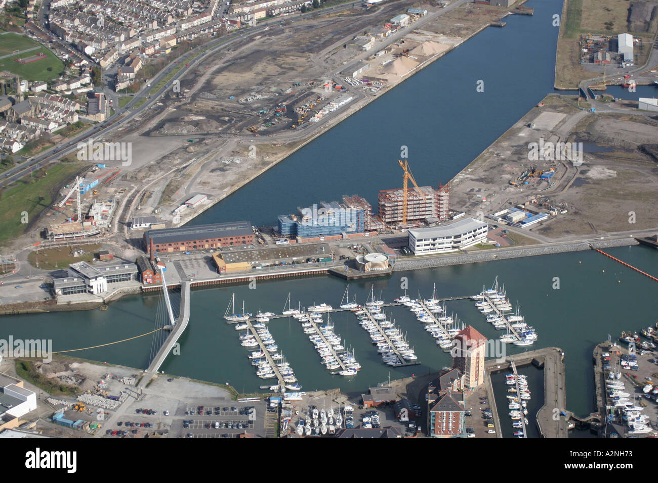 Aerial Swansea Docks and SA1 Area South Wales Stock Photo - Alamy