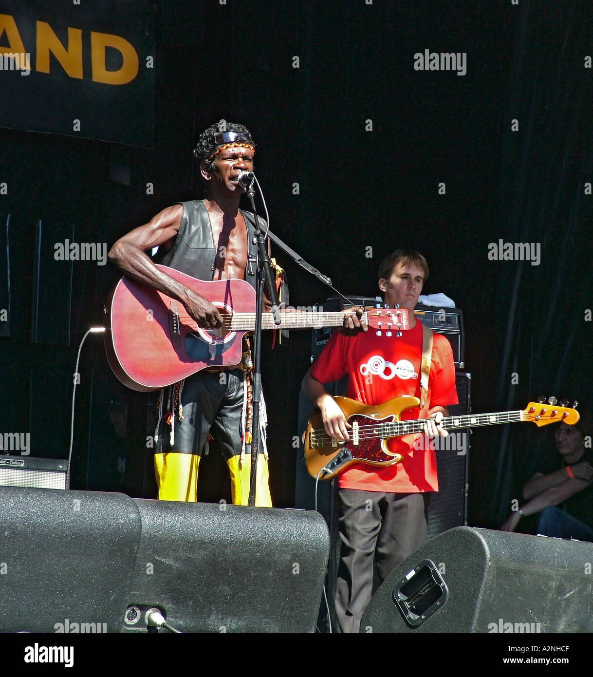 Australian Aboriginee Rock musician George Rrurrambu and his band ...