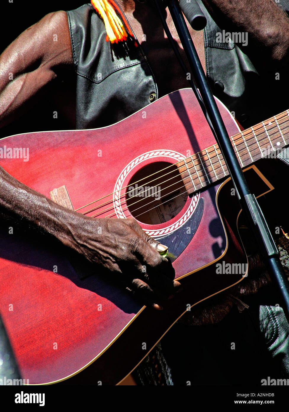 Australian Aboriginee Rock musician George Rrurrambu and his band ...