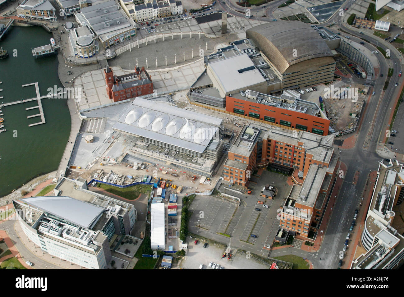 Aerial Wales Millennium Centre Pierhead Building and Welsh Assembly ...
