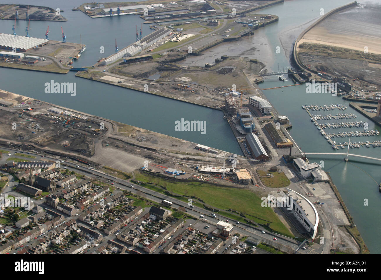 Aerial Swansea Docks and SA1 Area South Wales Stock Photo - Alamy