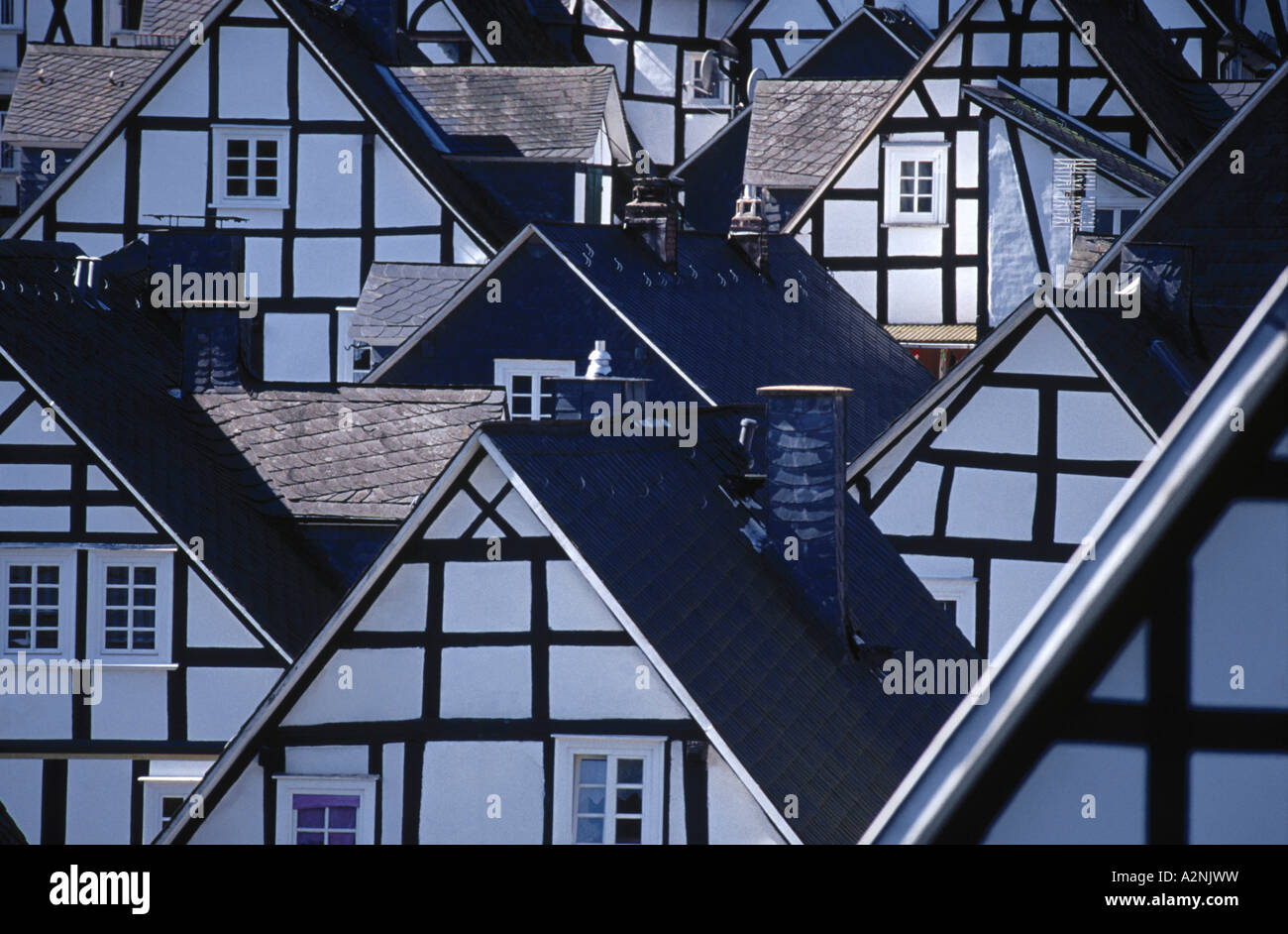 High angle view of roofs of gable houses Stock Photo - Alamy