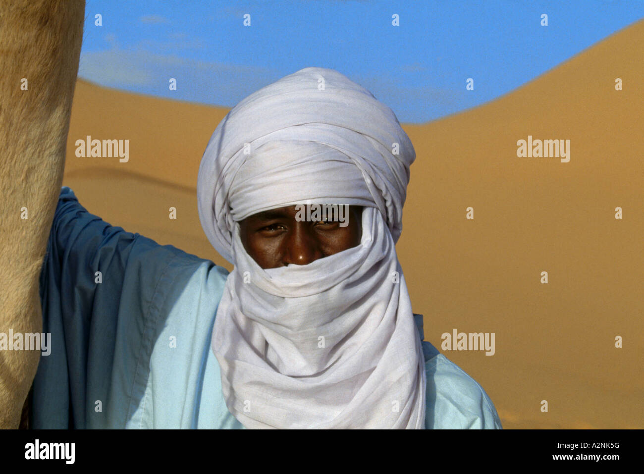 Portrait of man with his face covered in veil turban hi-res stock ...