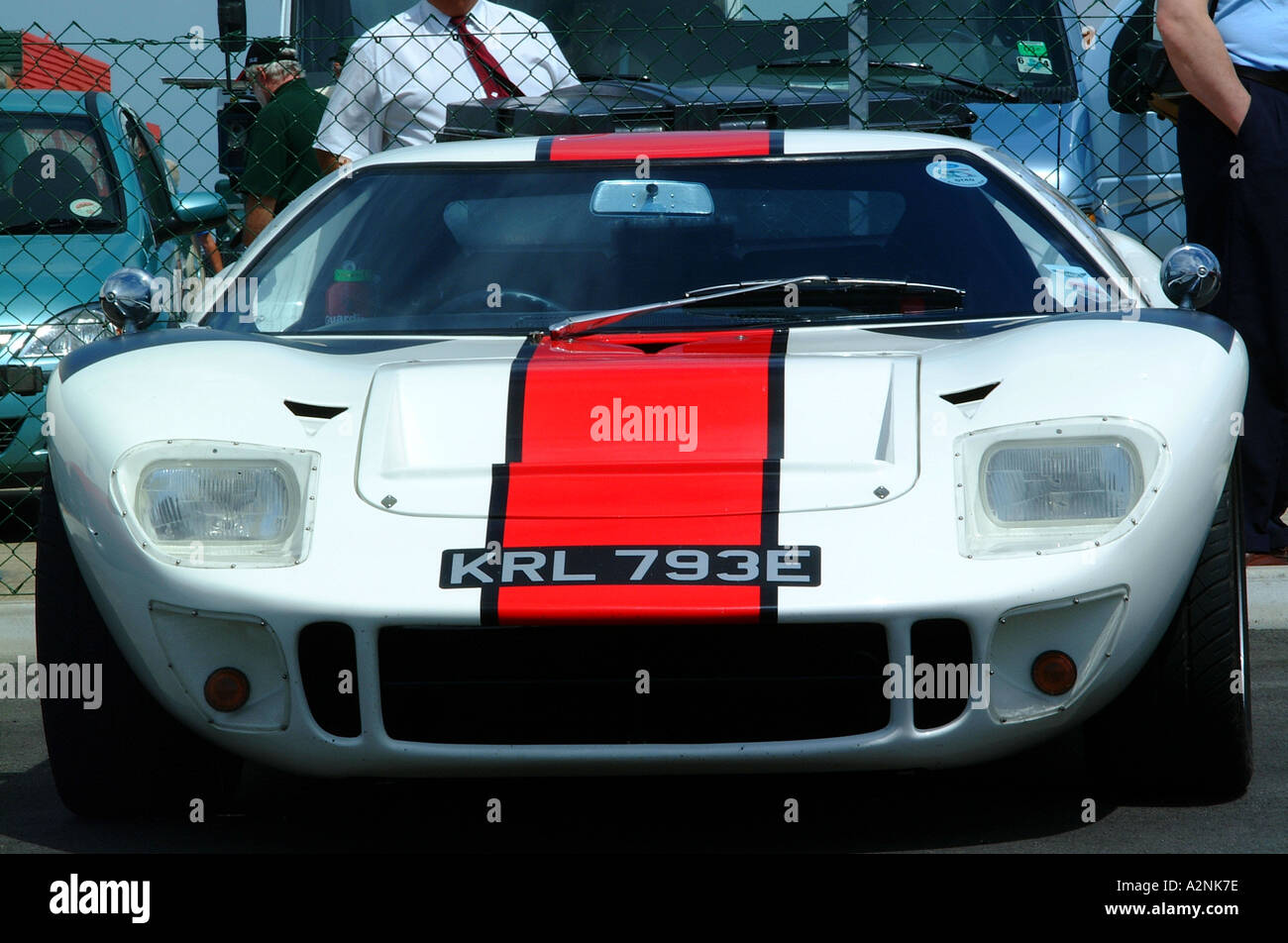 Ford GT40 original sports car white with red stripe Stock Photo - Alamy