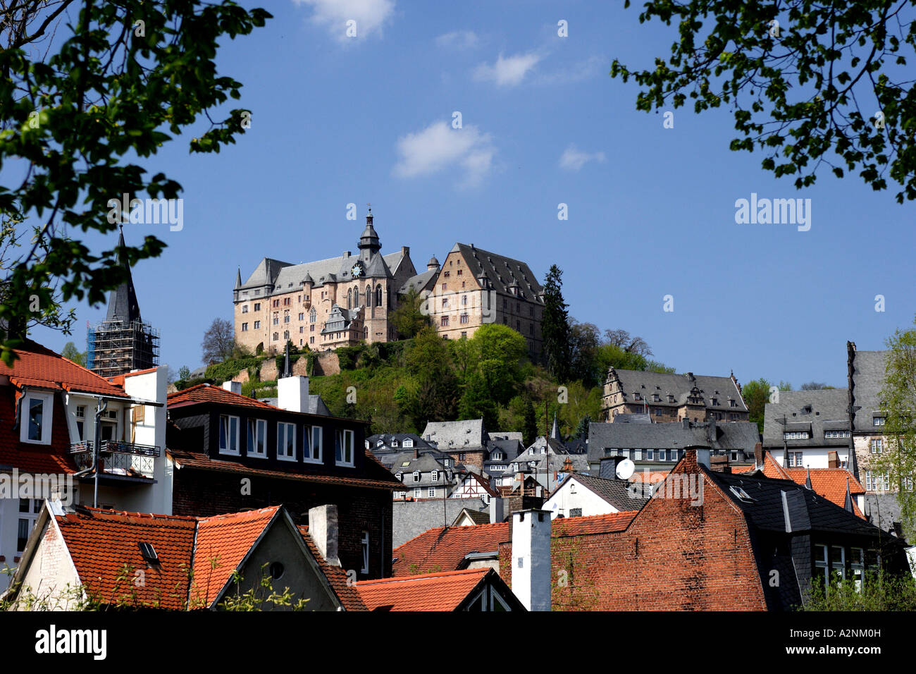 Castle in city, Landgrave Castle, Marburg, Hesse, Germany Stock Photo ...