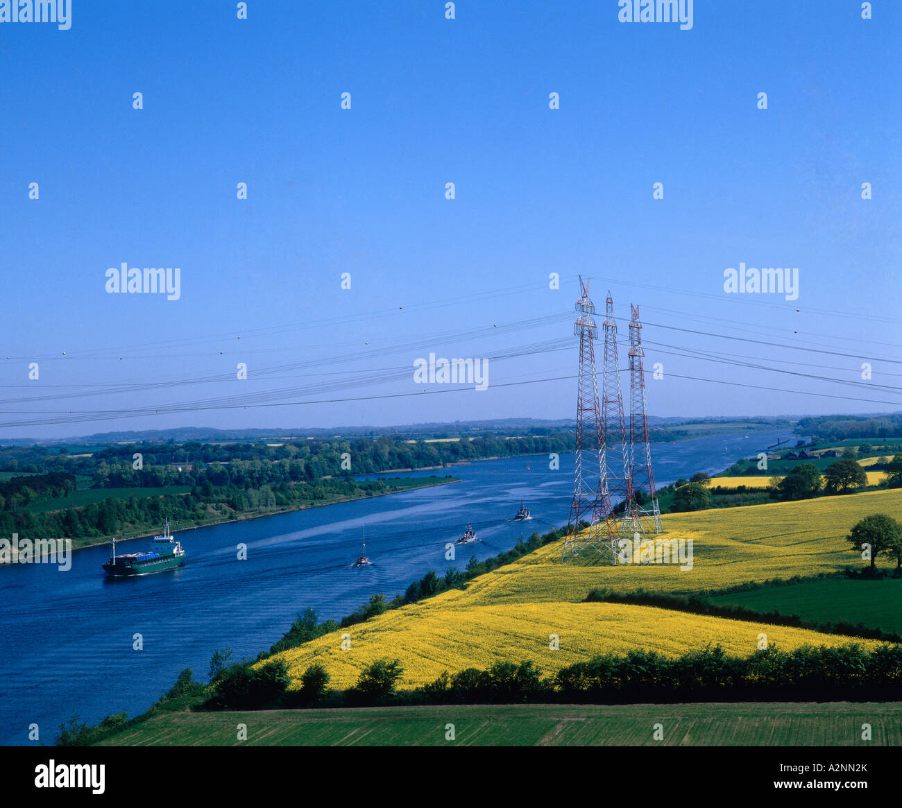 Electricity pylons along river hi-res stock photography and images - Alamy