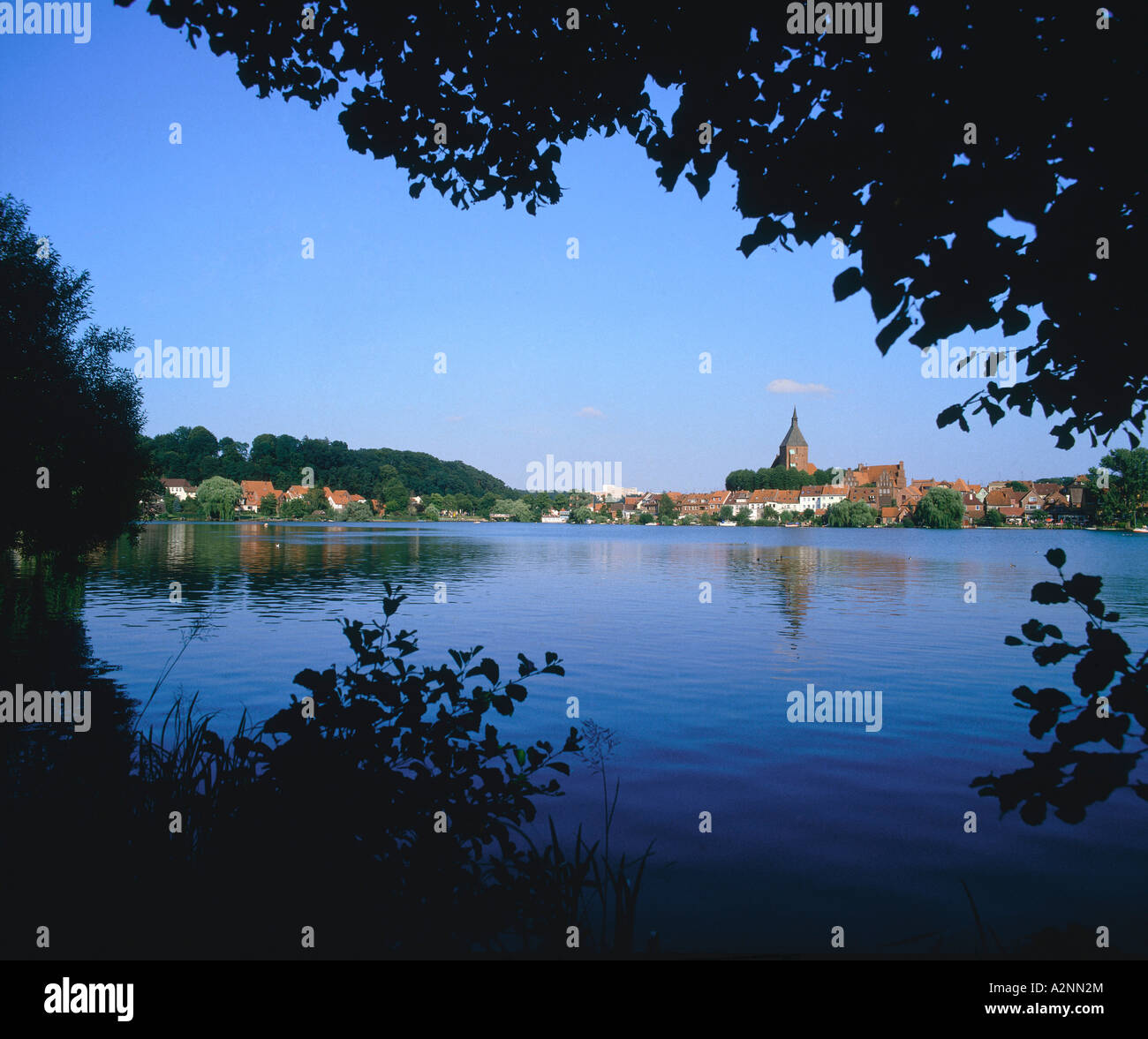 Town at waterfront, Molln, Schleswig-Holstein, Germany Stock Photo - Alamy