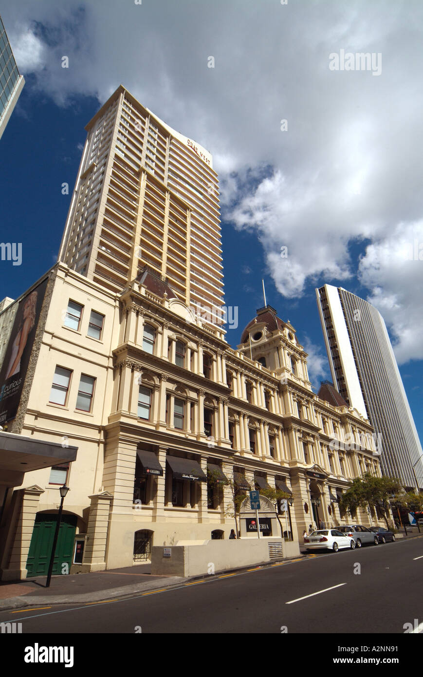 modern Office tower windows with reflections Auckland city New Zealand ...