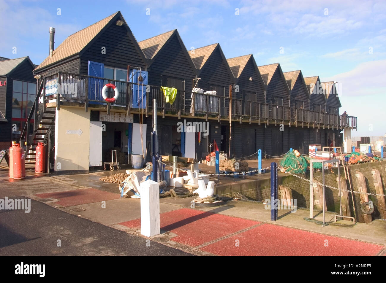 fisherman huts in Whitstable Harbour Whitstable Kent Stock Photo - Alamy