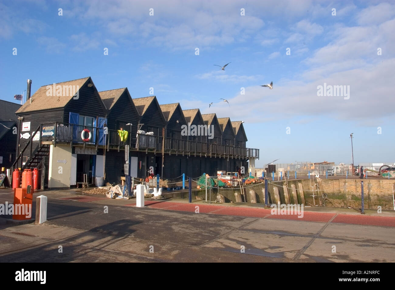 fisherman huts in Whitstable Harbour Whitstable Kent Stock Photo - Alamy