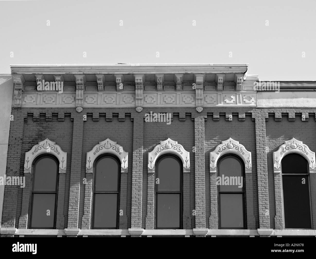 Detail view of early 20th century architecture in the downtown district ...