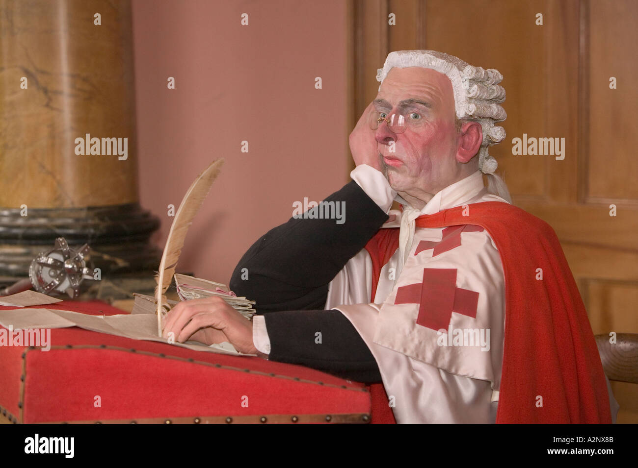 Judge in a courthouse scene at Inveraray prison museum Stock Photo - Alamy