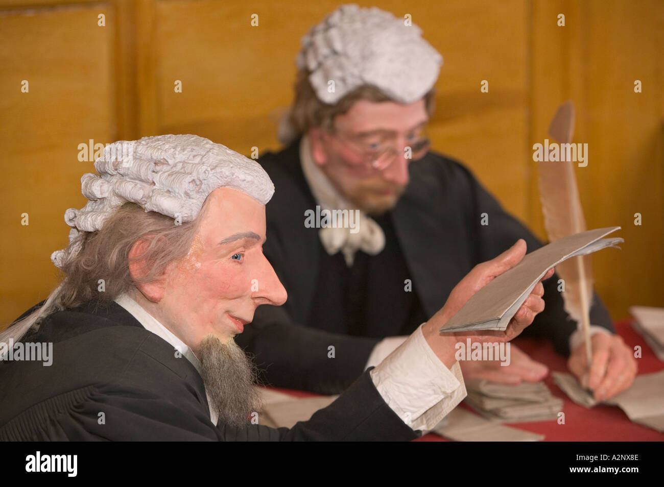 barristers in a court house scene in the Inveraray prison museum ...