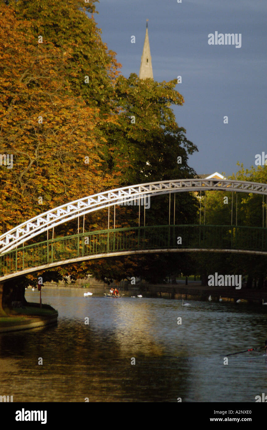 river ouse bedford embankment with suspension bridge Stock Photo - Alamy
